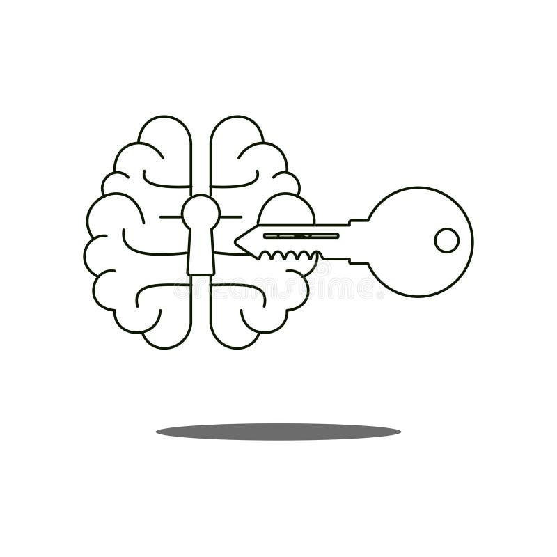 Brain and Key Icon. Concept of Creativity and Innovation Stock ...