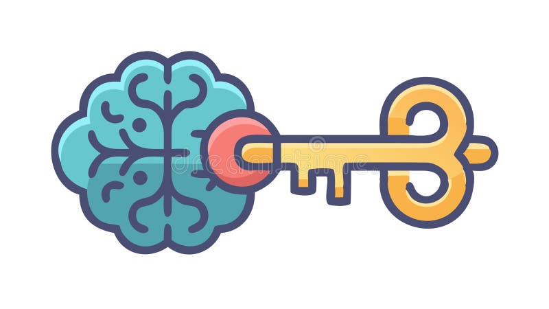 Brain with Key Icon, Intelligence and Solution Symbol. Vector Design Generative AI Stock Vector ...