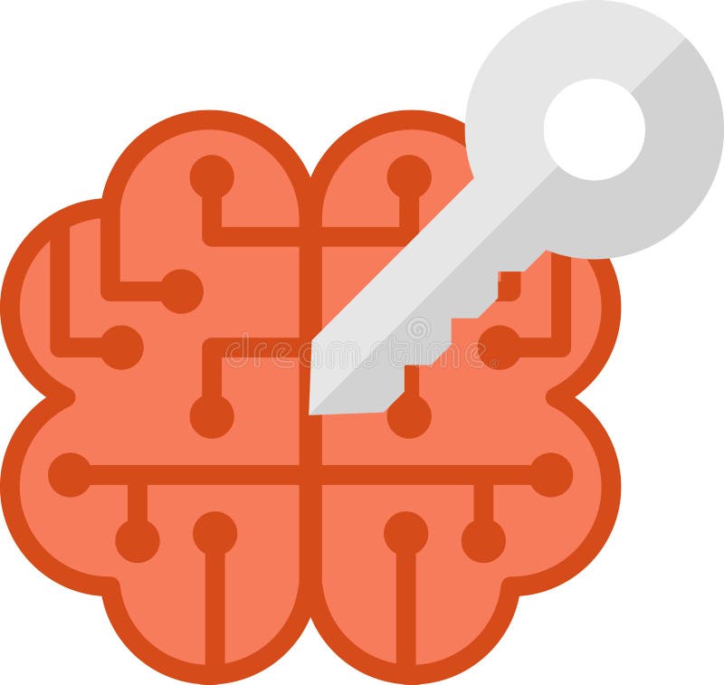 Brain and Key Illustration in Minimal Style Stock Vector - Illustration ...