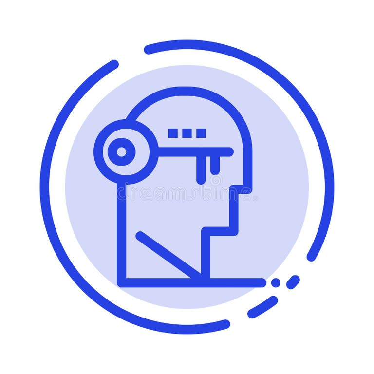 Brain, Key, Lock, Mind, Unlock Blue Dotted Line Line Icon Stock Vector ...