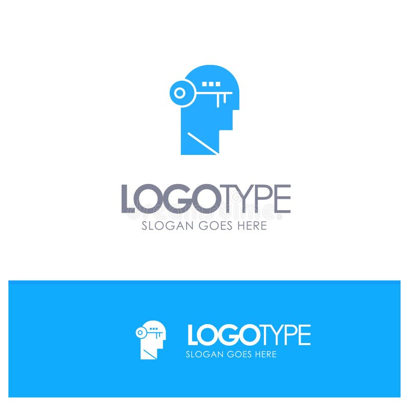 Brain, Key, Lock, Mind, Unlock Blue Solid Logo with Place for Tagline ...
