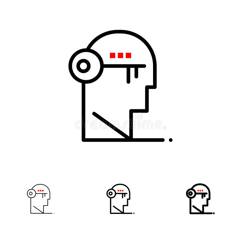 Brain, Key, Lock, Mind, Unlock Bold and Thin Black Line Icon Set Stock ...