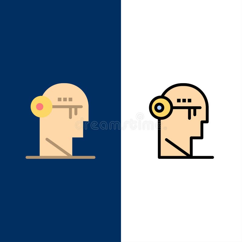 Brain, Key, Lock, Mind, Unlock Icons. Flat and Line Filled Icon Set ...