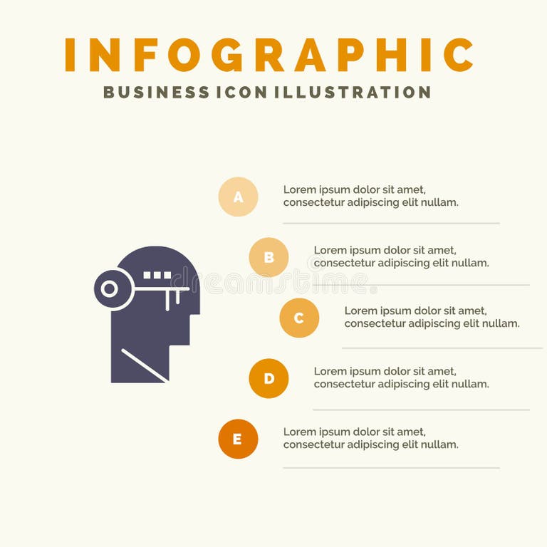 Brain, Key, Lock, Mind, Unlock Solid Icon Infographics 5 Steps ...