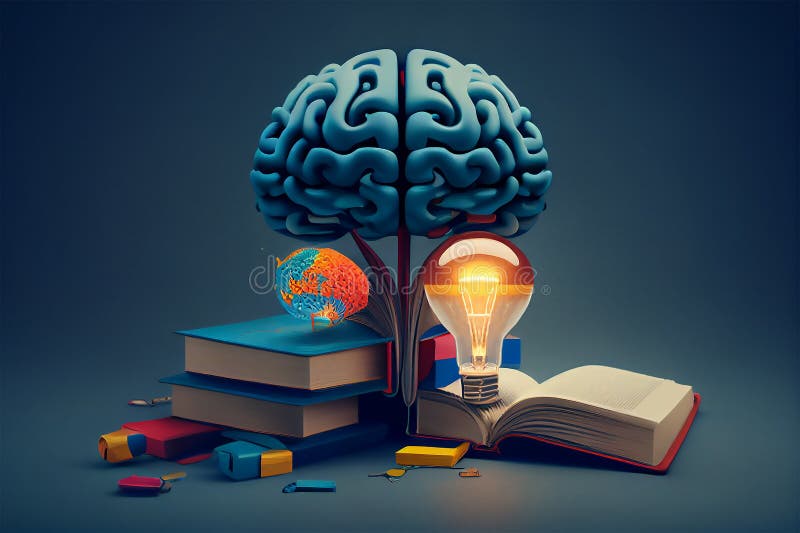 Brain and Knowledge while Discovering New Ideas Stock Illustration ...
