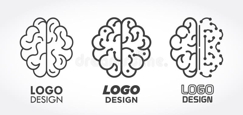 Brain Knowledge Logo Design Set Intelligence Mind Creative Idea ...