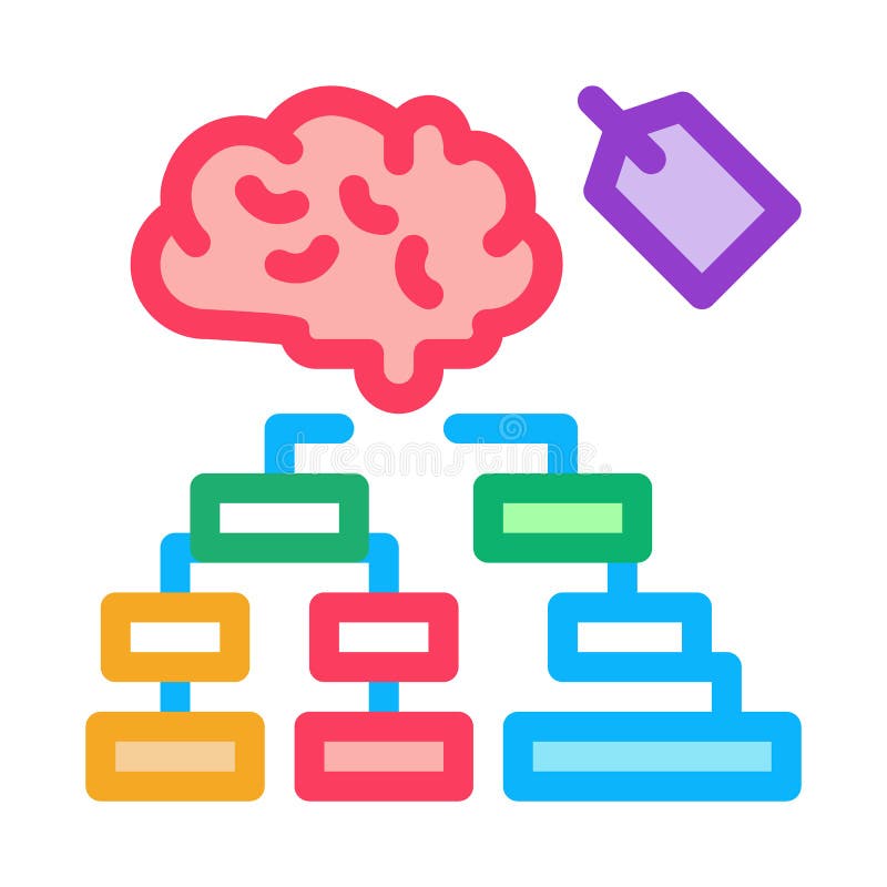 Brain Label Hierarchy Chart Icon Vector Outline Illustration Stock ...