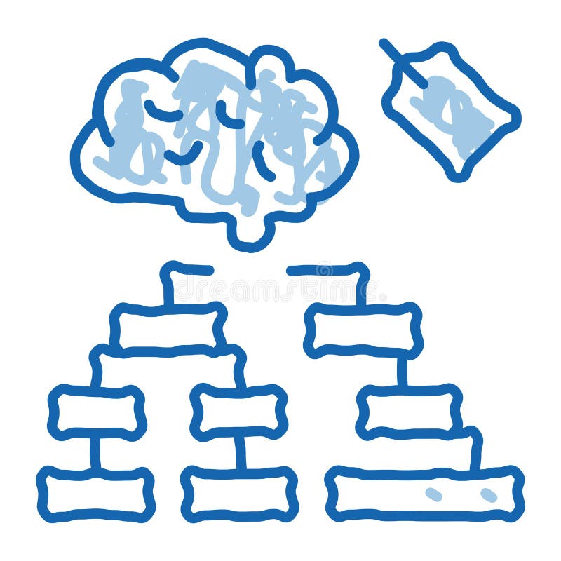 Brain Label Hierarchy Chart Doodle Icon Hand Drawn Illustration Stock ...