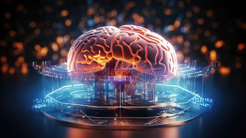 The Brain is on a Laboratory Setup that Reads Signals Stock ...