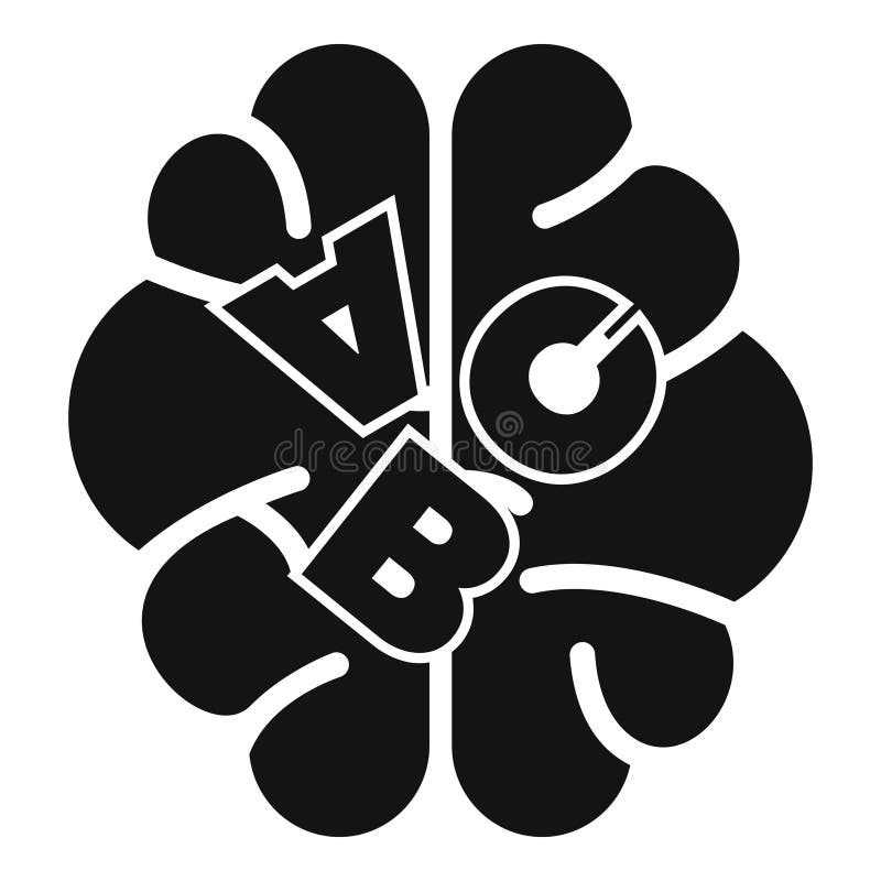 Brain Learning Alphabet Letters Reading Education Icon Stock Vector ...