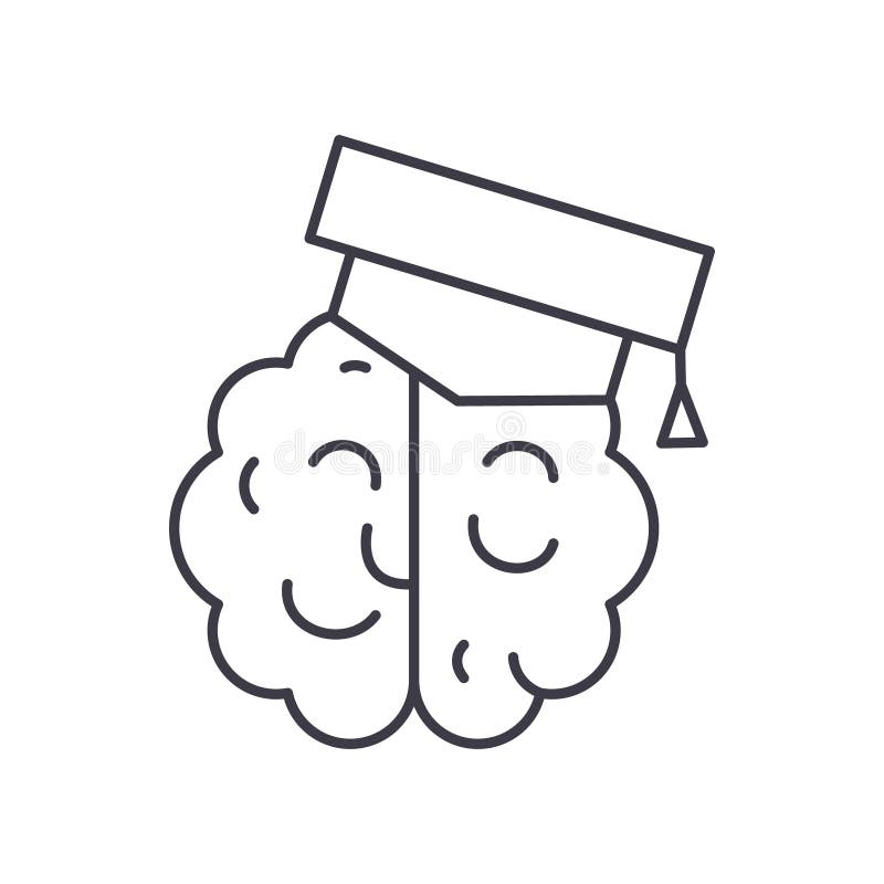 Brain Learning Icon, Linear Isolated Illustration, Thin Line Vector ...