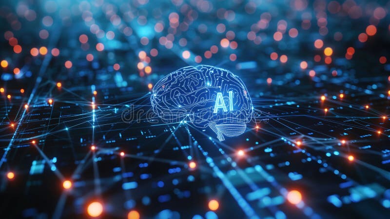 A Brain with the Letters AI on it is Surrounded by a Network of Glowing ...