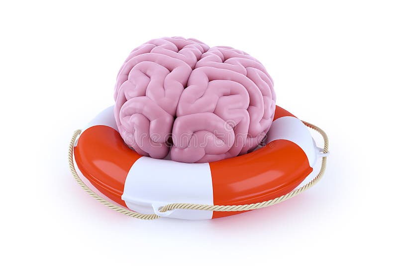 Brain in Lifebuoy Isolated. Stock Illustration - Illustration of ...