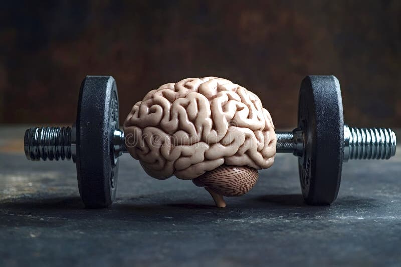 Brain Lifting a Dumbbell, Training Mind and Memory Power Stock Image ...