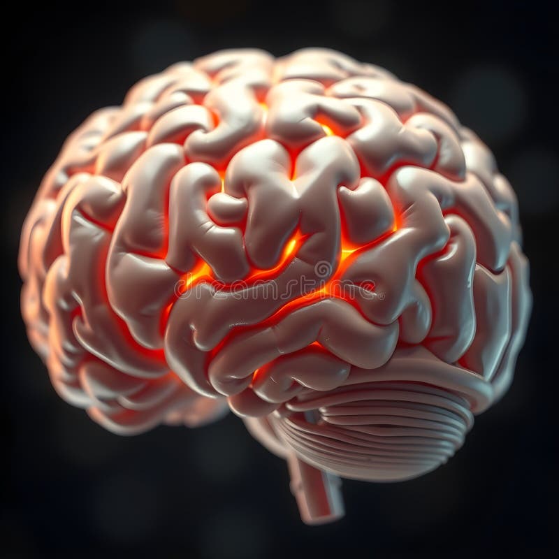 A brain with a light on it stock illustration. Illustration of xray ...