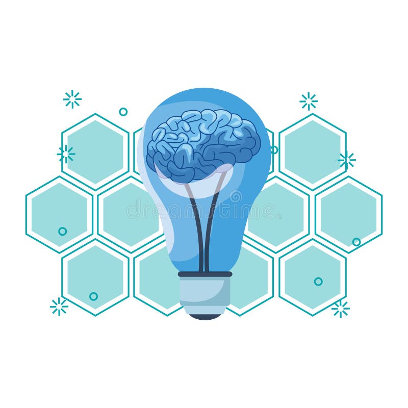 Brain into a light bulb stock vector. Illustration of electric - 145356282