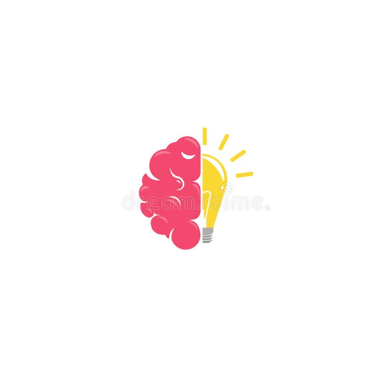 Brain with Light Bulb Creative Logo. Logotype Concept Stock Vector ...