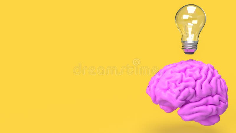 The Brain and Light Bulb for Creative Thinking or Brainstorm Concept 3d ...