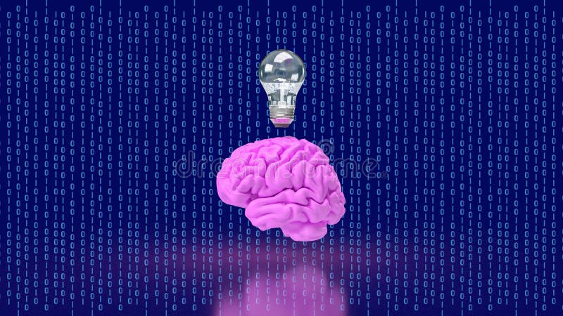 The Brain and Light Bulb for Creative Thinking or Brainstorm Concept 3d ...