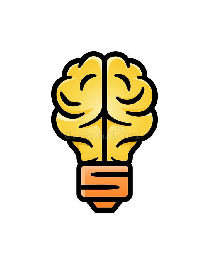 Light Bulb with Brain Icon Logo Stock Illustration - Illustration of ...
