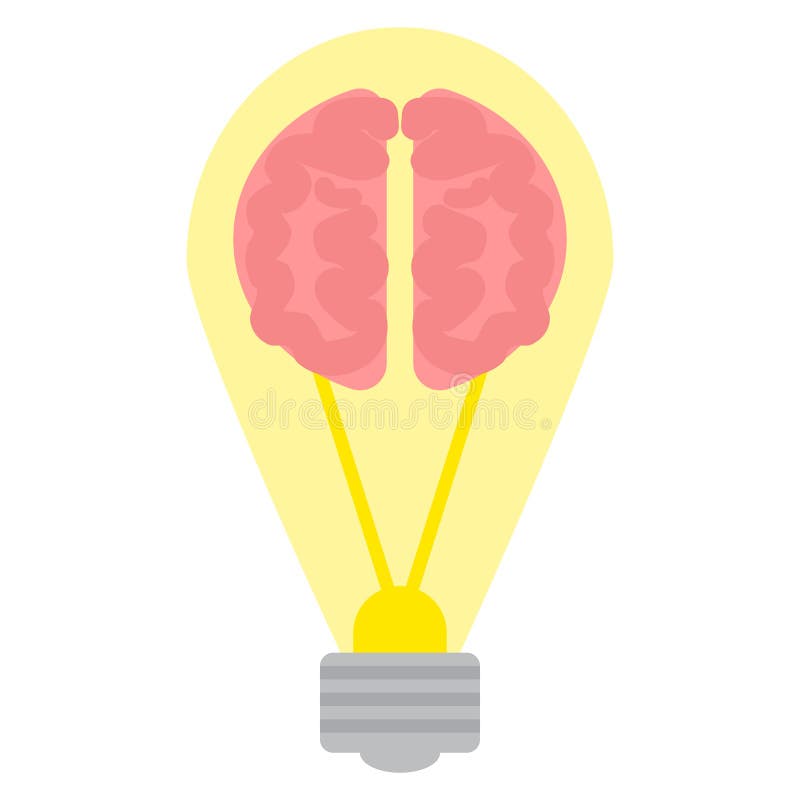 Brain Light Bulb Icon, Vector Illustration Stock Vector - Illustration ...