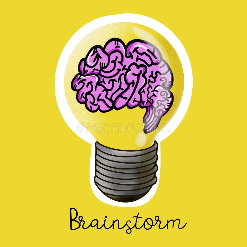 The Brain in Light Bulb for Idea or Brain Storm Concept Stock Vector ...