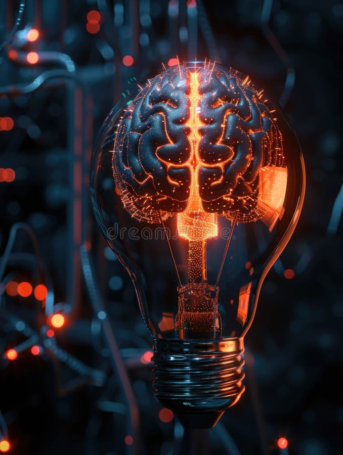 Brain Light Bulb stock photo. Image of creativity, abstract - 366439782