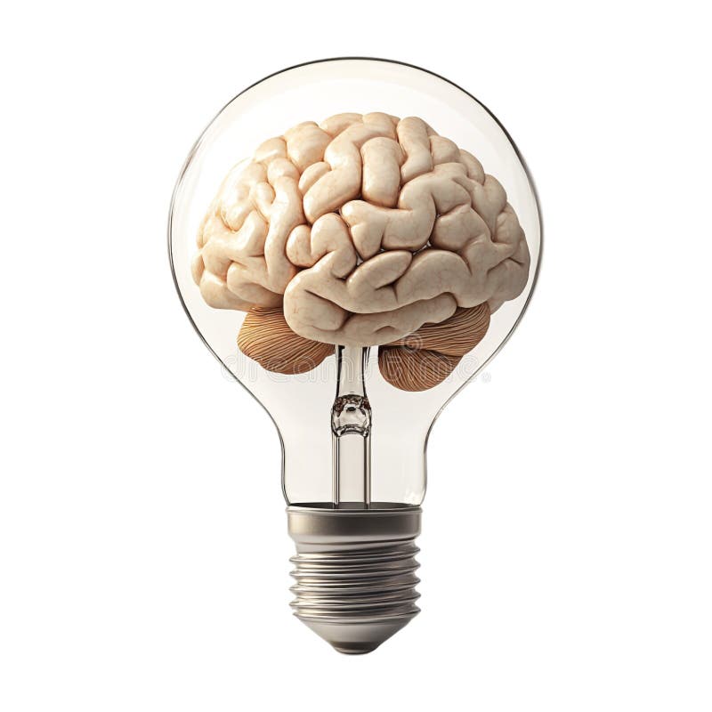 Brain in Light Bulb on Transparent Background - Ai Generated Stock ...