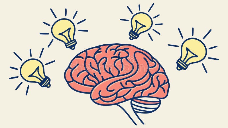 Brain with Light Bulbs, Creative Thinking and Ideas, Vector Design ...