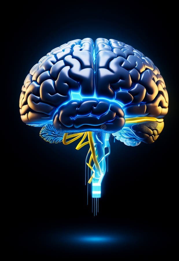 A Brain with a Light Shining from it. the Brain is Glowing Blue and Has ...