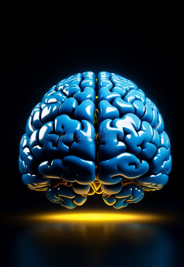 A Brain with a Light Shining from it. the Brain is Glowing Blue with ...