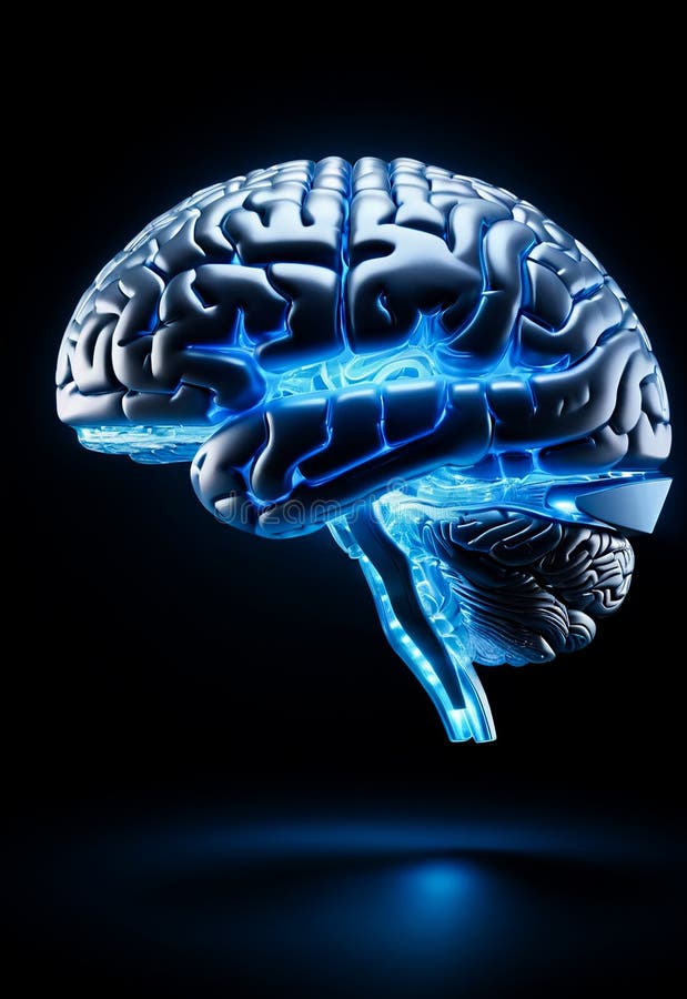 A Brain with a Light Shining from it. the Brain is Glowing Blue and Has ...