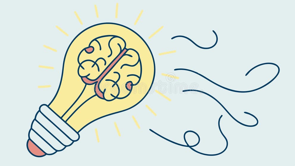 Brain in Lightbulb, Idea and Intelligence Concept, Vector Design ...