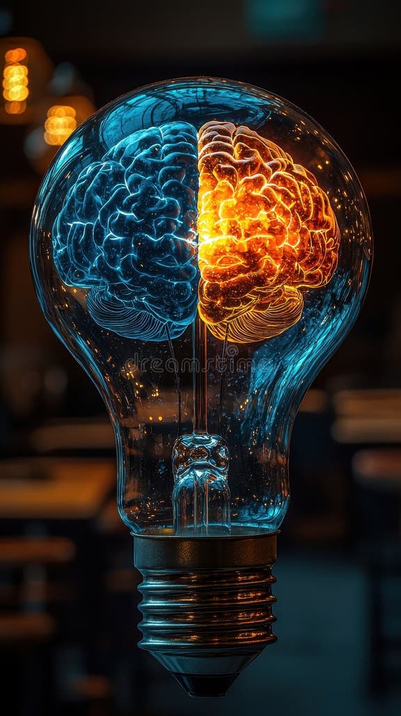 Brain in Lightbulb Representing Creativity and Intelligence Stock Image - Image of digital ...