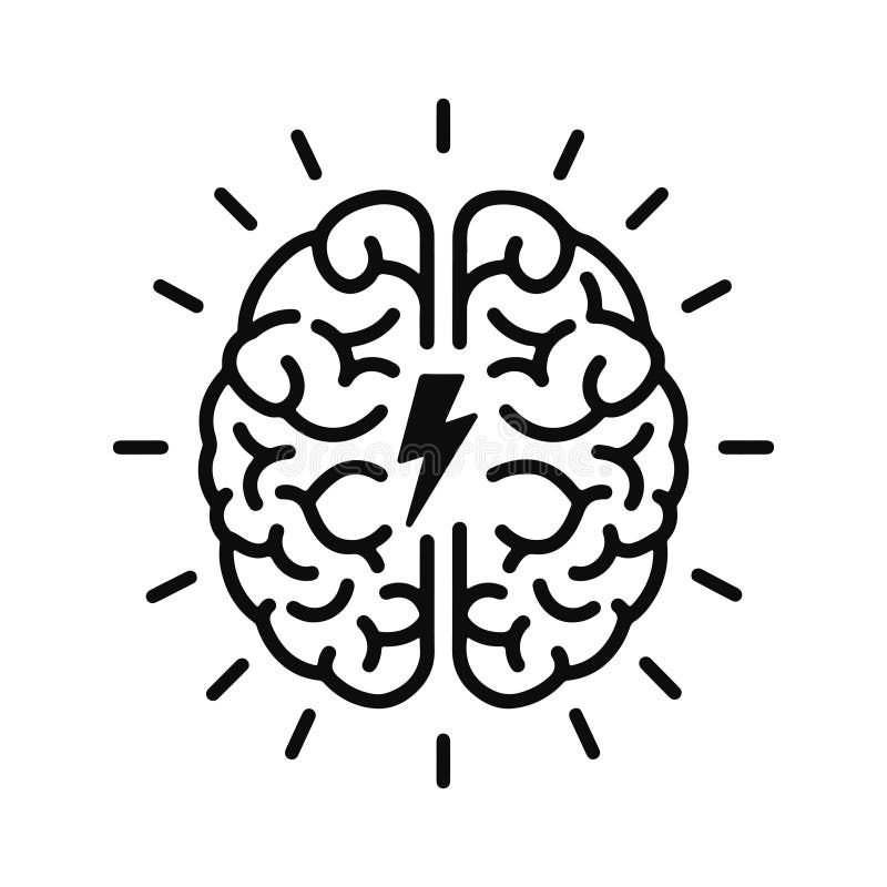 Brain with Lightning Bolt Graphic. Brainstorming Idea Flash Stock ...