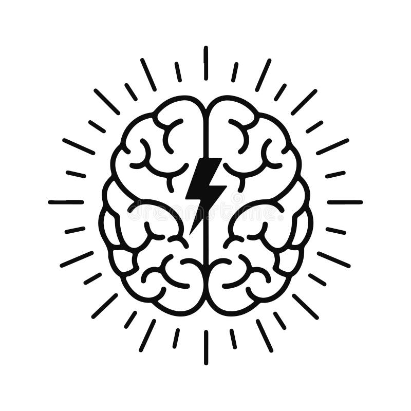 Brain with Lightning Bolt Graphic. Brainstorming Idea Flash Stock ...