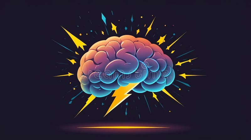 Brain Lightning Illustration Stock Illustration - Illustration of ideas ...