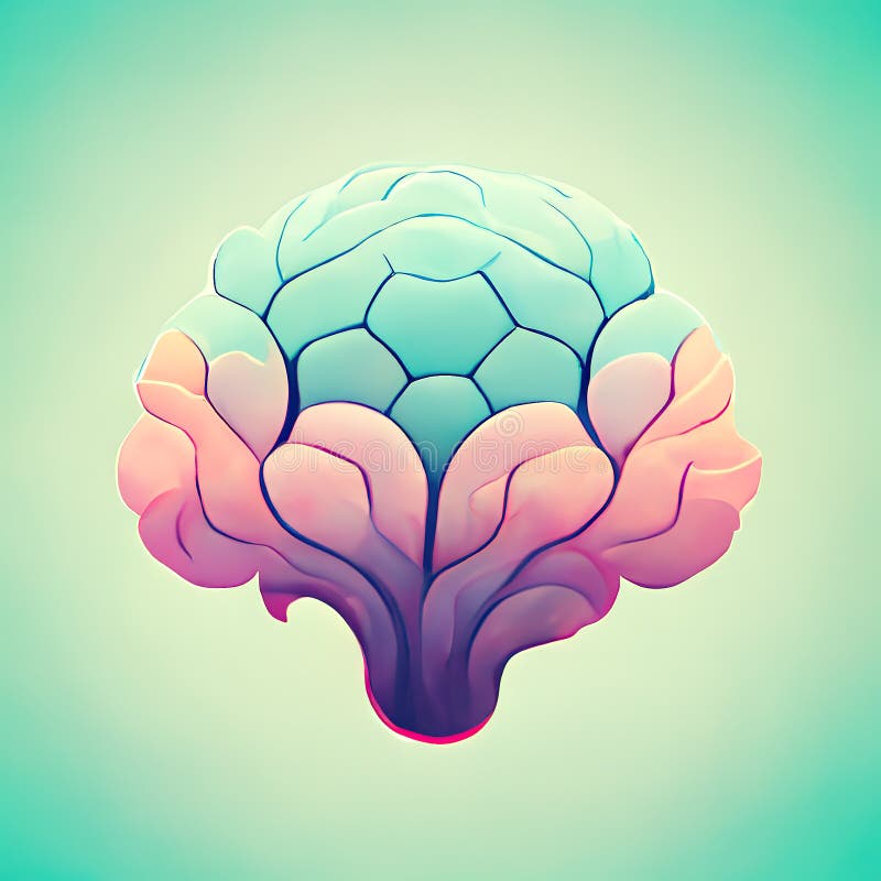 The Brain is Like a Cabbage. Stylized Abstract Brain. Digital ...