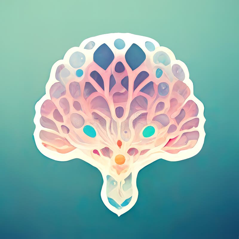 The Brain is Like a Mushroom. Stylized Abstract Brain. Schematic Brain ...