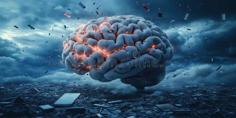 Brain Like Structure Made of Broken Smartphone Parts, Symbolizing ...