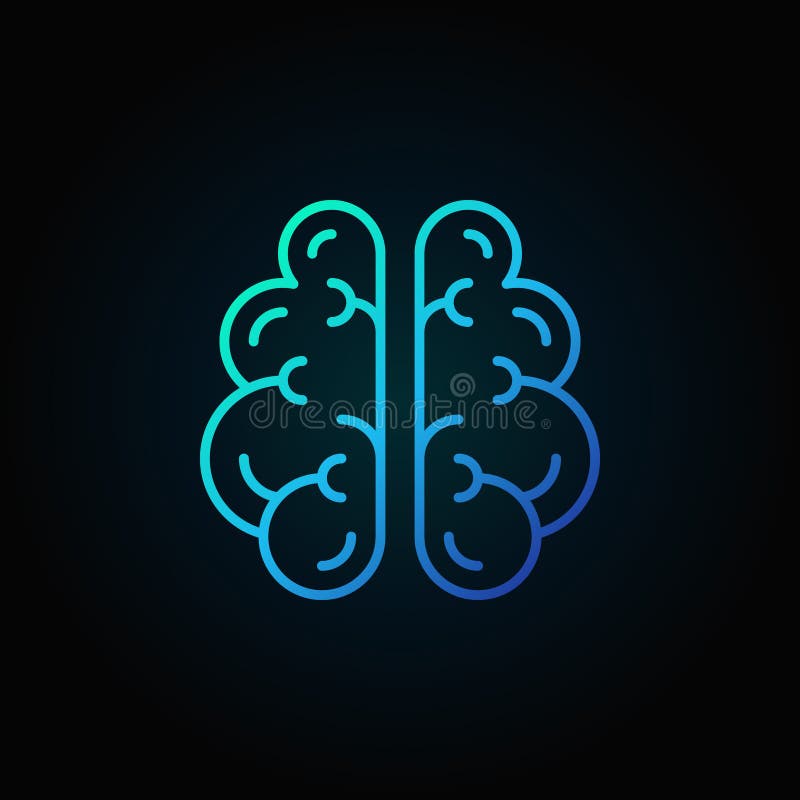 Brain Line Blue Icon - Vector Intelligence Concept Symbol Stock Vector ...