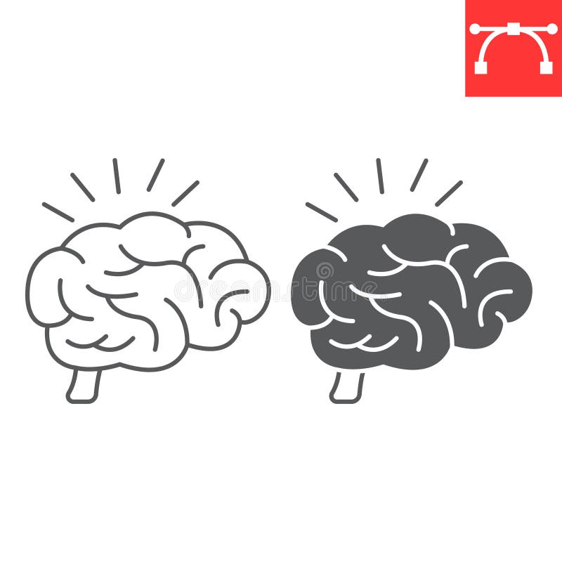 Brain Line Icon, Brainstorm and Idea, Medical Stock Vector ...