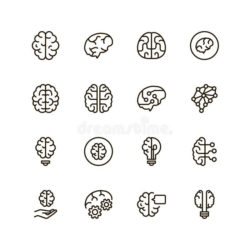 Brain line icon stock vector. Illustration of background - 103291743