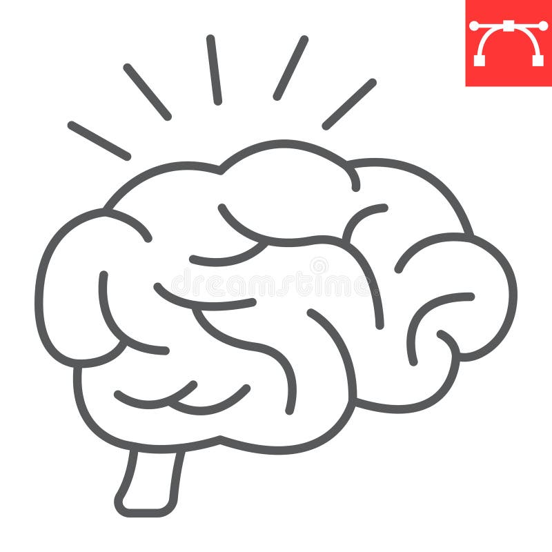 Brain line and glyph icon stock vector. Illustration of organ - 282400813