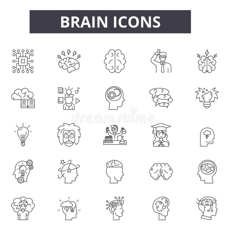 Brain Line Icon Concept. Brain Flat Vector Symbol, Sign, Outline ...