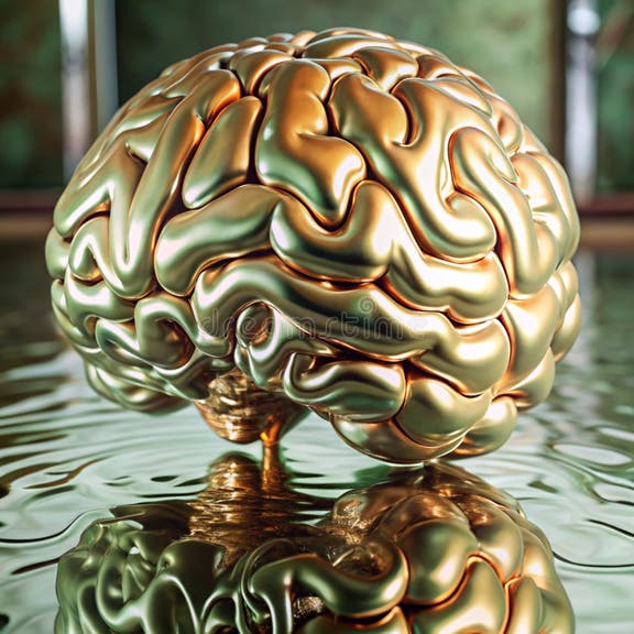 Brain with Liquid Metallic Reflections Stock Illustration ...