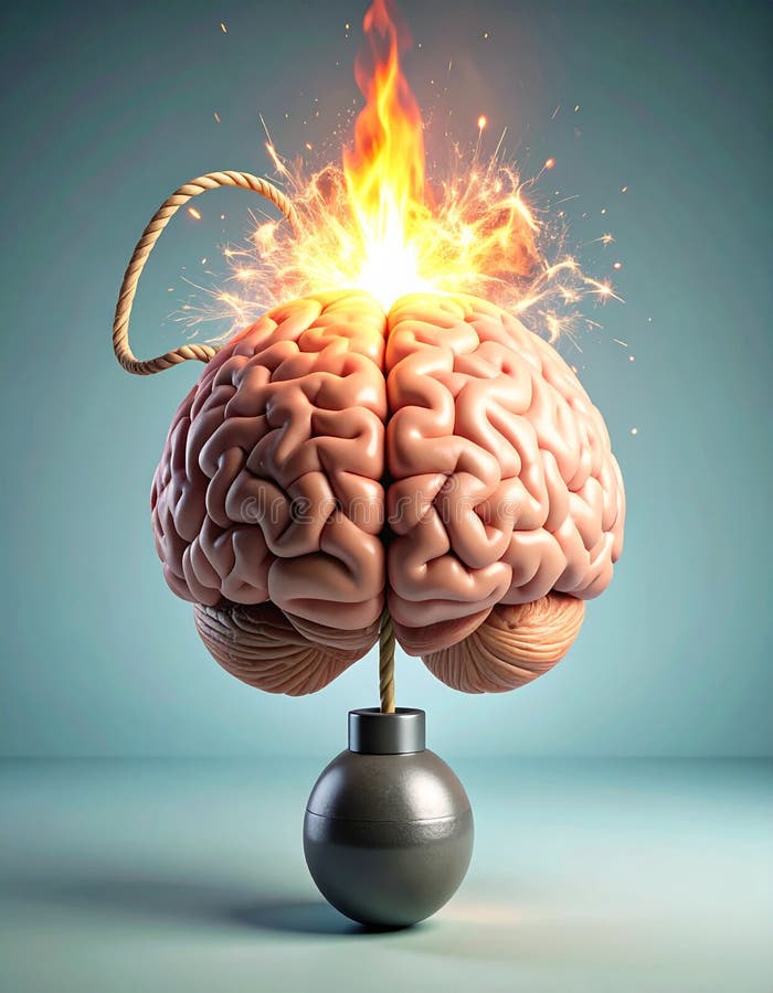 Overloaded Brain about To Explode. Stock Illustration - Illustration of ...