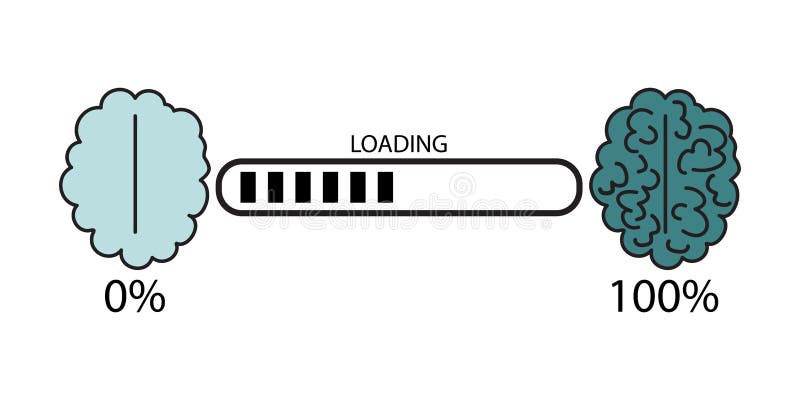 Brain Loading Icon. Knowledge Sign. Cartoon Design. Blue Symbols ...