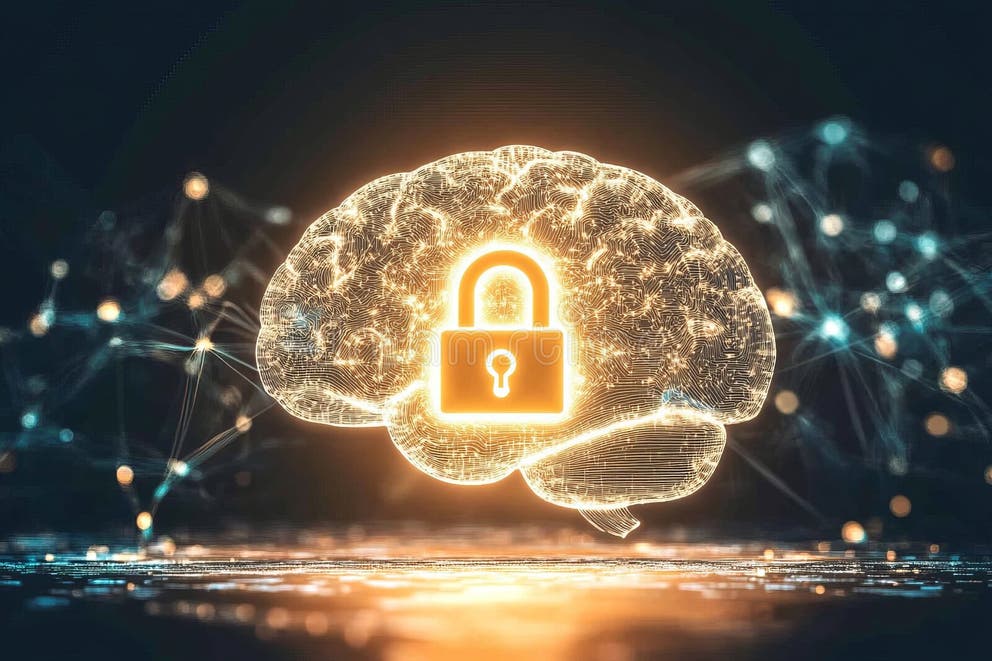 Brain Lock Concept for Data Security and Cyber Protection Ideas Stock ...