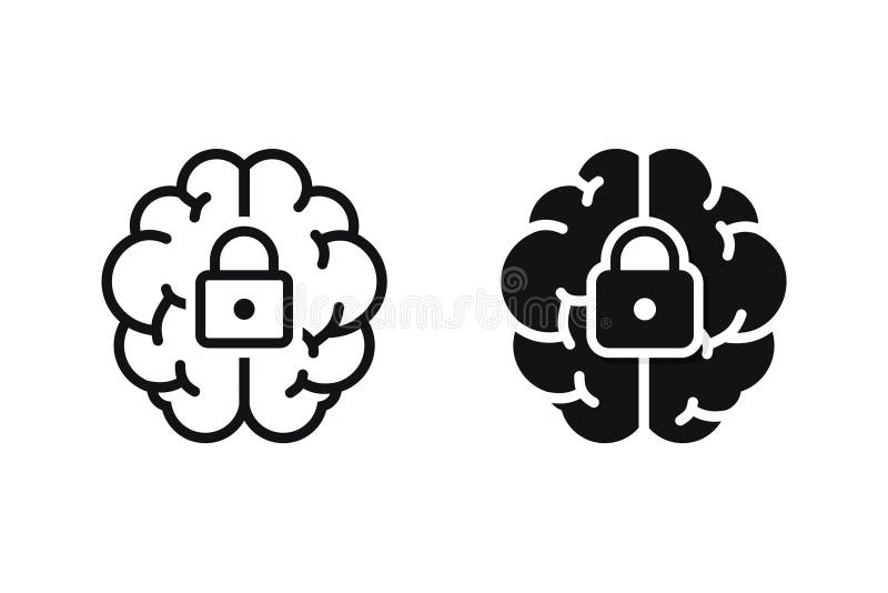 Brain Lock Icon. Illustration Vector Stock Vector - Illustration of ...